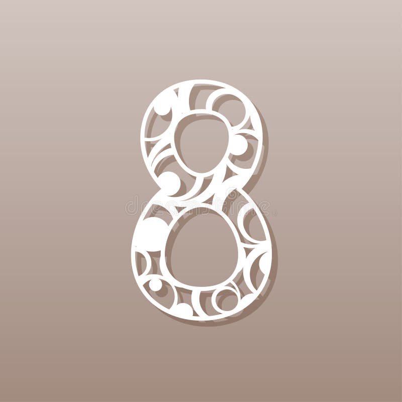 Number Eight for Laser Cutting.a Round Pattern Stock Vector ...