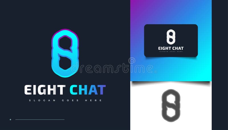 Number Eight Logo Design with Chat or Message Symbol Stock Vector ...