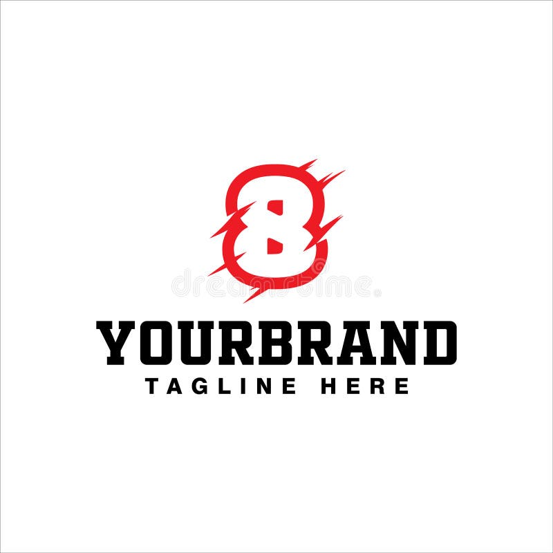 Number Eight Logo Template with Scratch Style Stock Vector ...