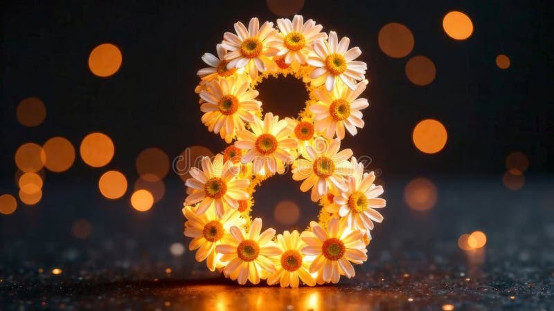 The Number Eight Made of Daisies with Backlight Stock Illustration ...