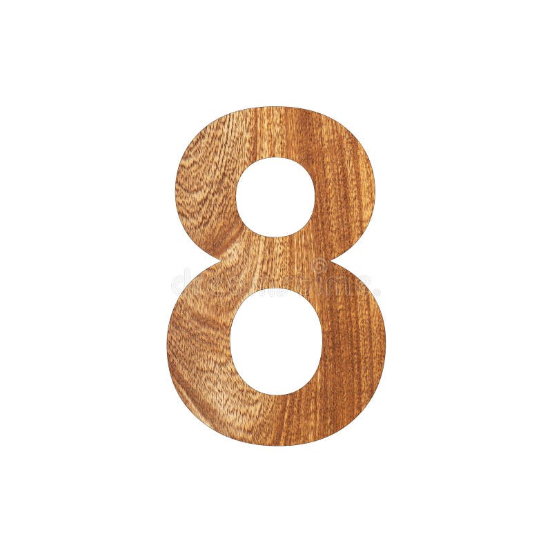 Number Eight - the 8 in Oak Wood. White Background Stock Image - Image ...