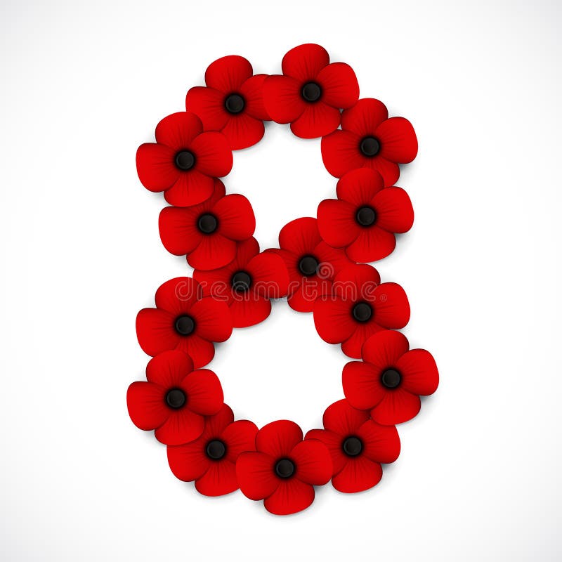 Number eight in poppies stock illustration. Illustration of blooming ...