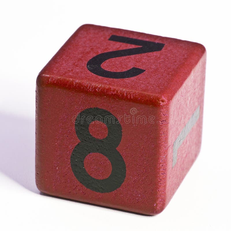 Number Eight and Two Written on a Red Wooden Cube of a Calendar Date ...