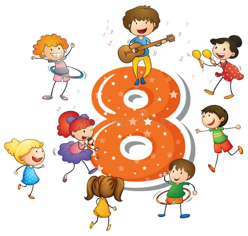 Number 8 Eight,educational Card,learning Counting with Fingers Stock ...