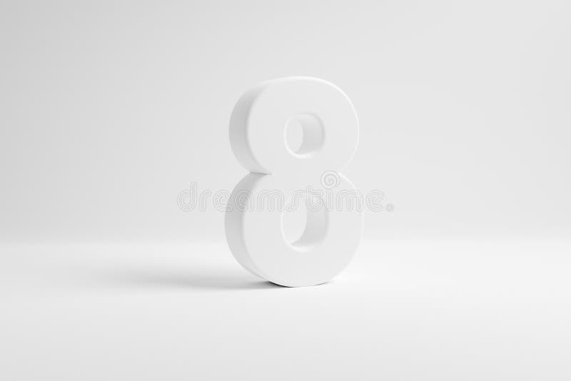 Number Eight on White Background. 3D Rendering Stock Illustration ...