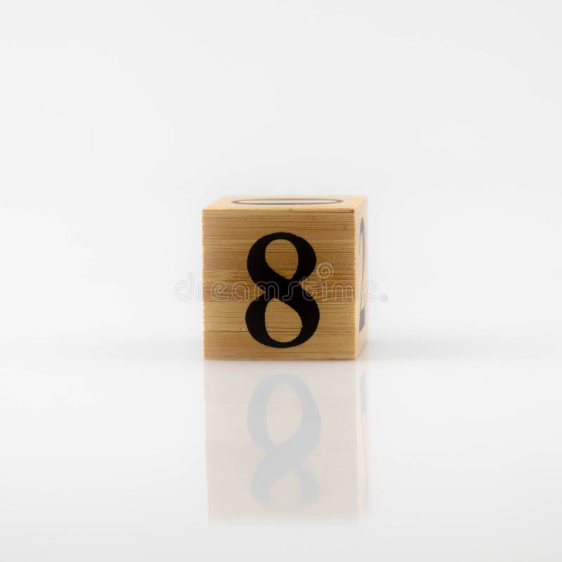 Number 8 Eight Wooden Cube with Number Isolated in White with ...