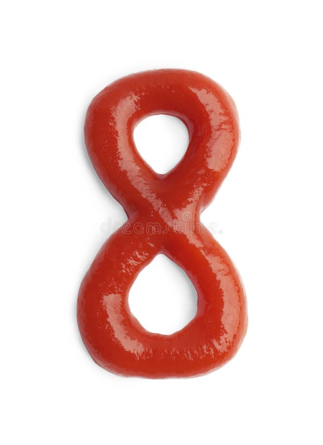 Number Eight Written by Ketchup on White Background Stock Image - Image ...