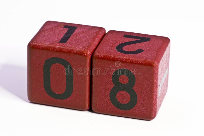 Number Eight Written on a Red Wooden Cube of a Calendar Date Stock ...