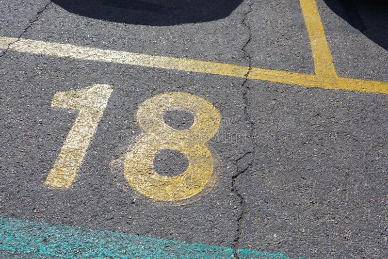 Number Eighteen Parking Slot Stock Image - Image of macro, rowing: 83341773
