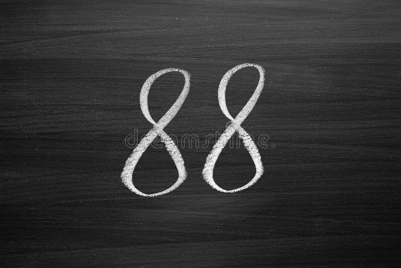 Number Eighty Eight Enumeration Written with a Chalk on the Blackboard ...
