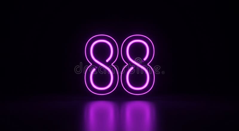 Number Eighty-eight Neon Glow on Dark Background Stock Illustration ...