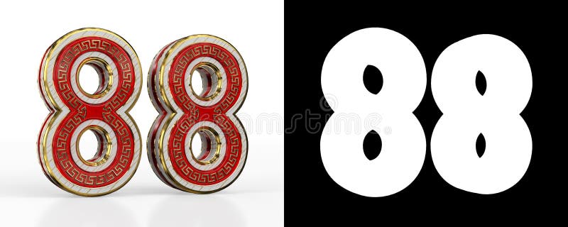 Number Eighty-eight Number 88 with Red Transparent Stripe Stock ...
