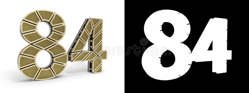 Number Eighty-four (number 84) with Perforated Gold Segments Stock ...