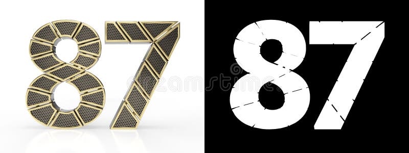Number Eighty-seven Number 87 with Perforated Gold Segments Stock ...