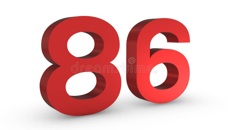 Numeral 86, Eighty Six, Isolated On White Background, 3d Render Stock ...
