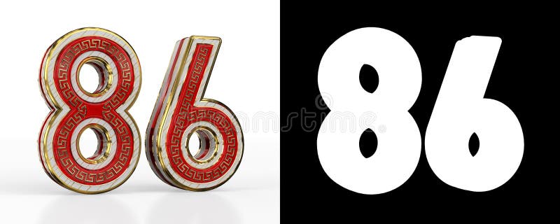 Number Eighty-six Number 86 with Red Transparent Stripe Stock ...
