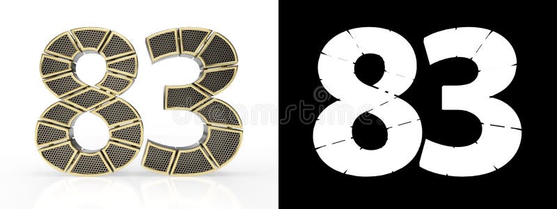 Number Eighty-three Number 83 with Perforated Gold Segments Stock ...