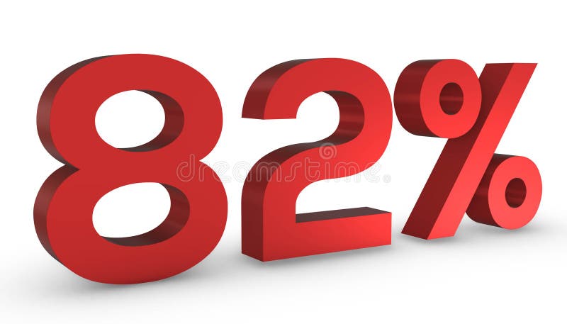 Number Eighty Two Percent 82 Red Sign 3D Rendering Isolated on White ...