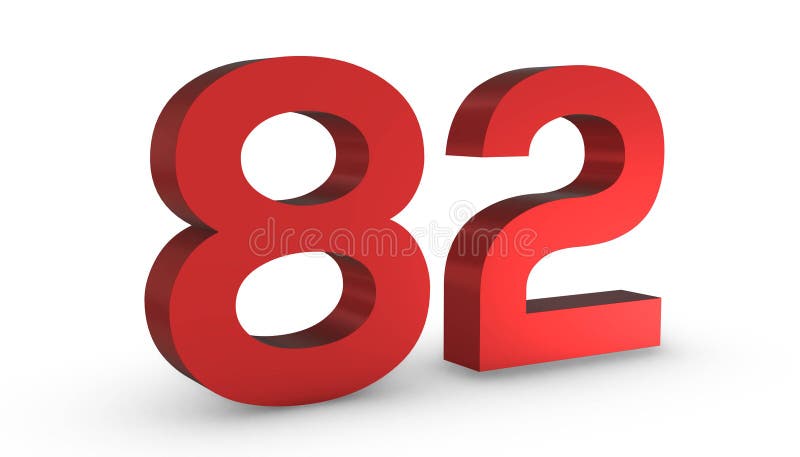 Number 87 Eighty Seven Red Sign 3D Rendering Isolated on White ...