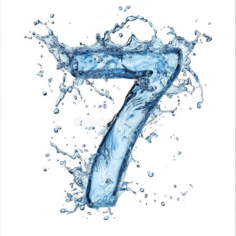 The Number 7 Elegantly Crafted from Dynamic Water Splashes, Featuring ...