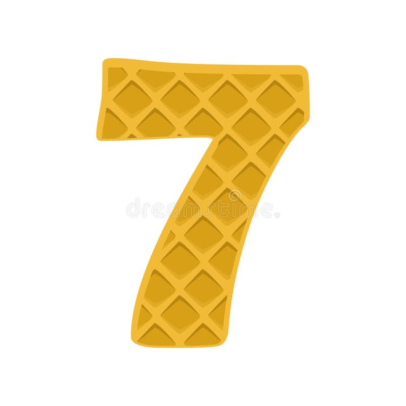 Number 7 Element Waffle. Crunchy Waffle in the Shape of Number Seven ...