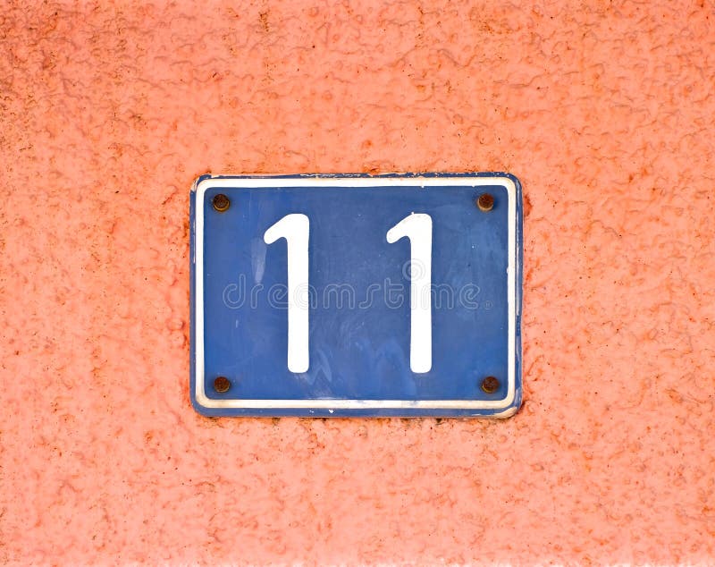 Number 11, Eleven, Blue on Pink. Stock Image - Image of figure, number ...
