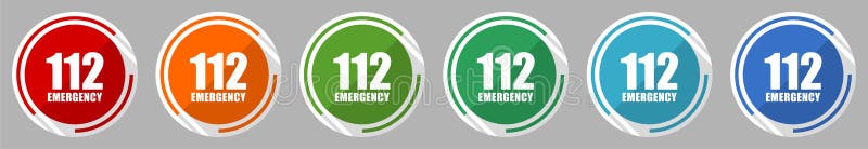 Number Emergency 112 Icon Set, Vector Illustration in 6 Colors Options ...