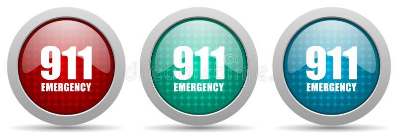 Number Emergency 911 Vector Icon Set, Glossy Web Buttons Collection ...