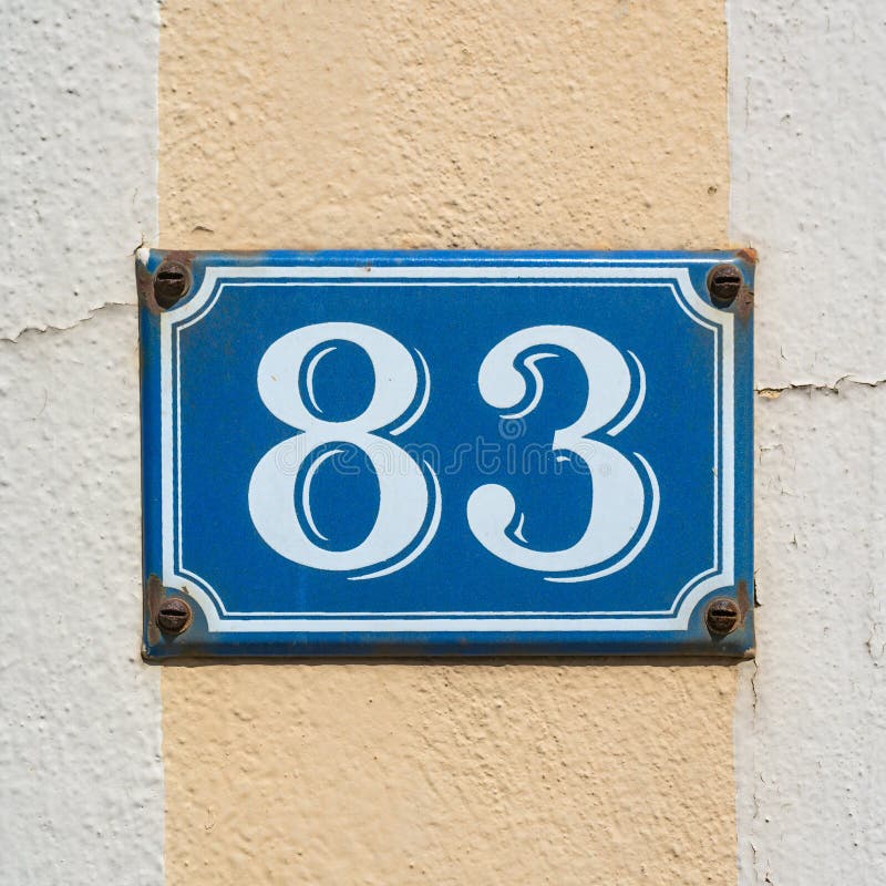 House number 83 stock photo. Image of blue, enameled - 160968064