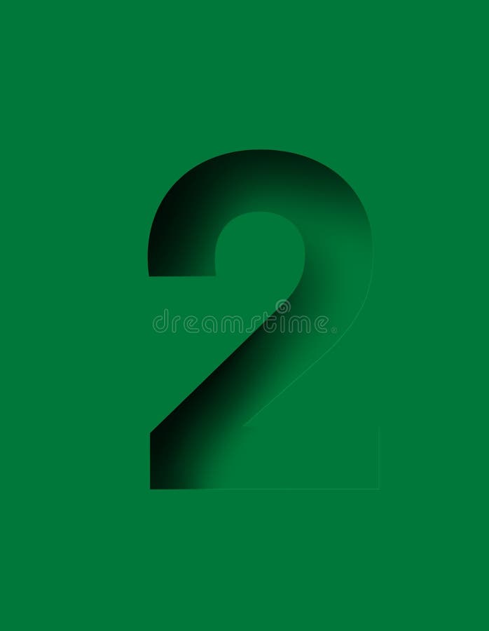 Number 2 Engraved on an Green Surface Stock Illustration - Illustration ...