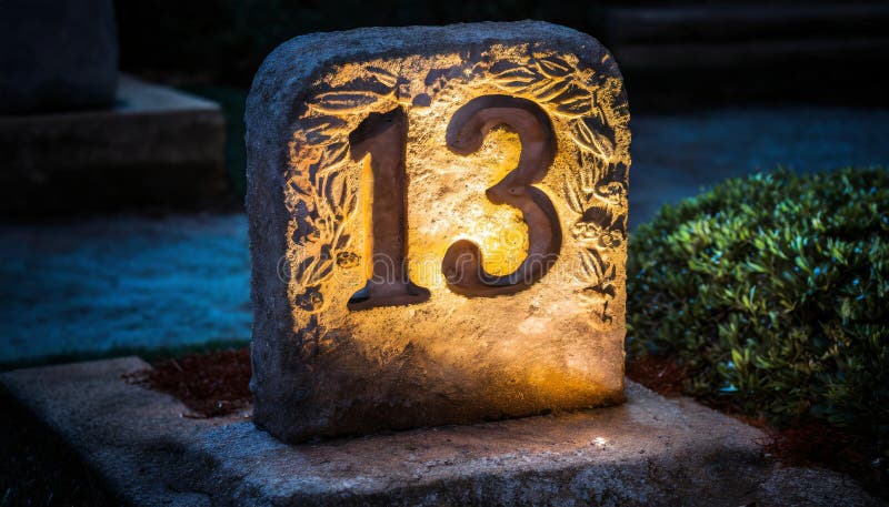 The Number 13 Engraved on a Stone Tombstone Stock Illustration ...