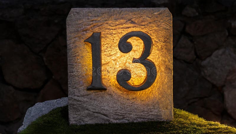 The Number 13 Engraved on a Stone Tombstone Stock Illustration ...