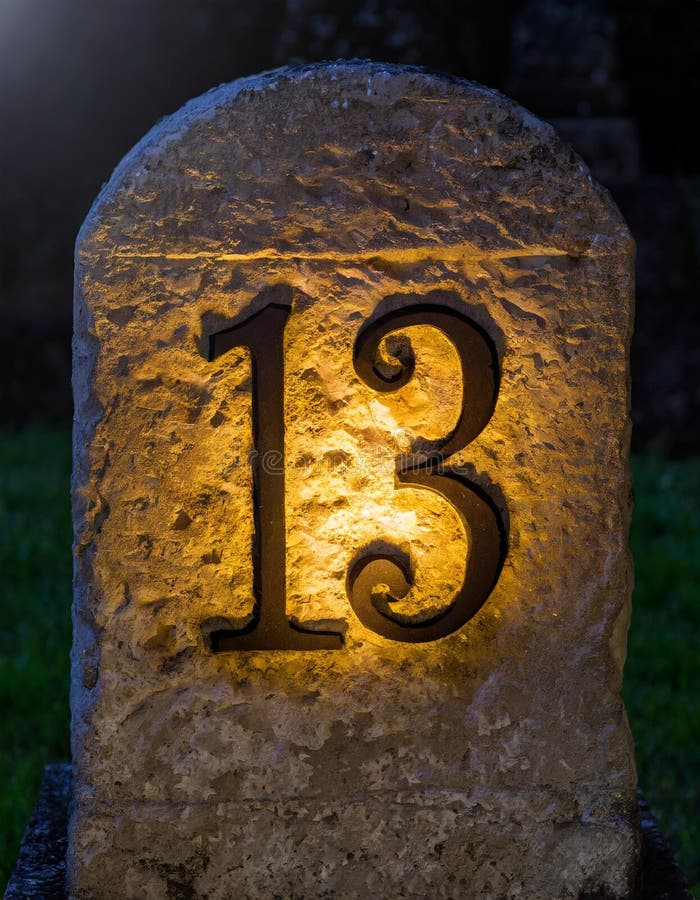 The Number 13 Engraved on a Stone Tombstone Stock Illustration ...