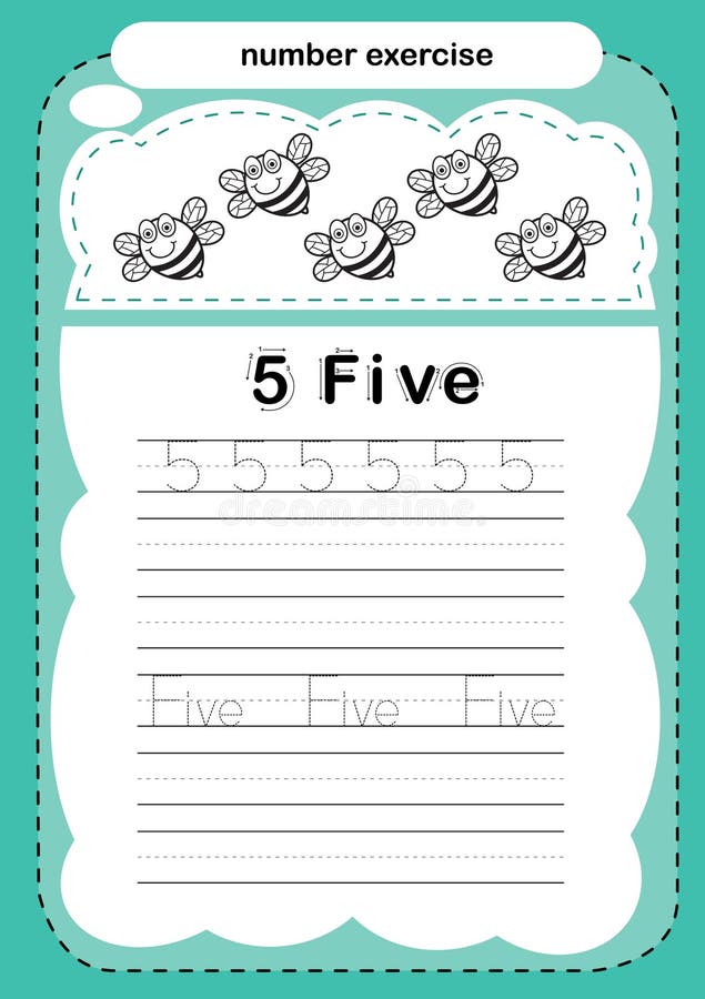Number Exercise With Cartoon Coloring Book Illustration Stock Vector ...