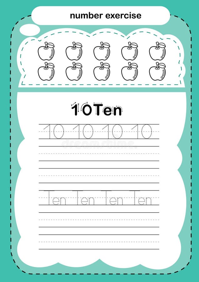 Number Exercise with Cartoon Coloring Book Stock Vector - Illustration ...