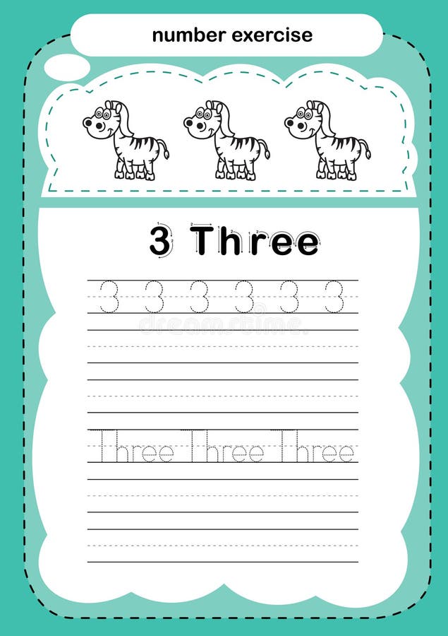 Number Exercise With Cartoon Coloring Book Illustration Stock Vector ...