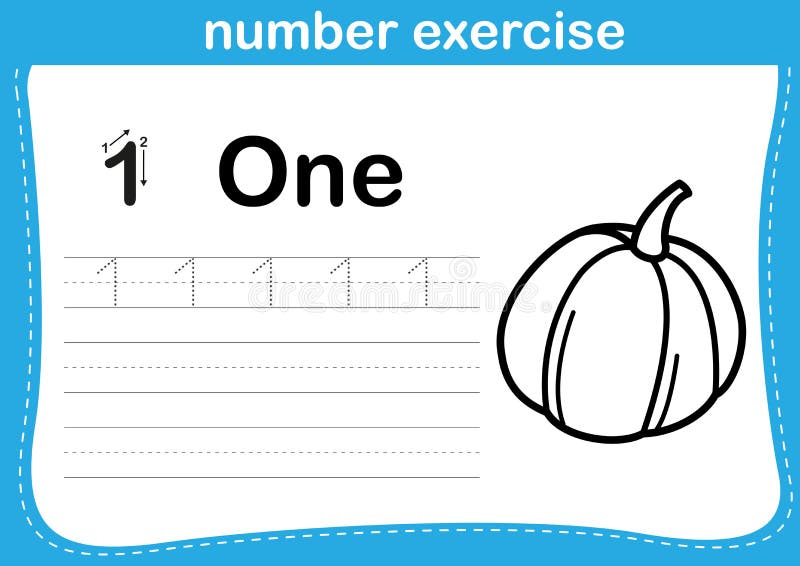 Number Exercise with Cartoon Coloring Book Illustration Stock Vector ...