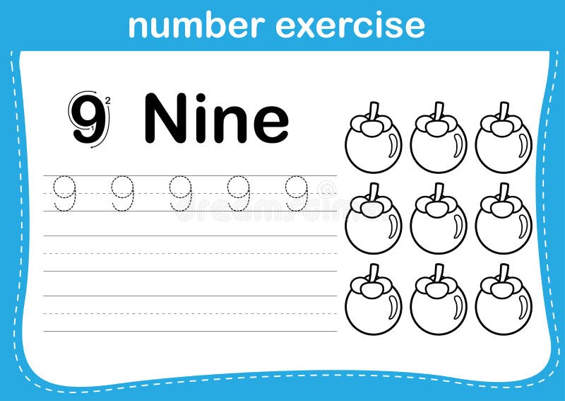 Number Exercise with Cartoon Coloring Book Illustration Stock Vector ...