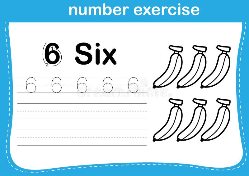 Number Exercise with Cartoon Coloring Book Illustration Stock Vector ...