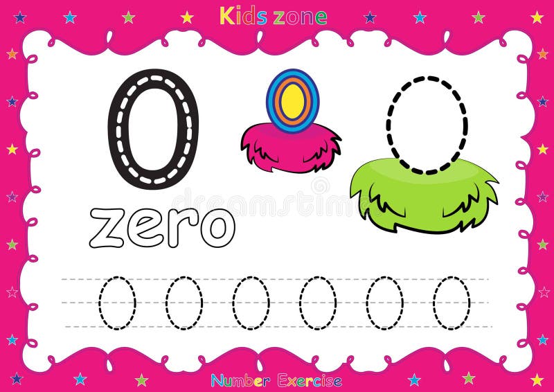 Number Exercise with Cartoon Coloring Book Kids. Stock Illustration ...