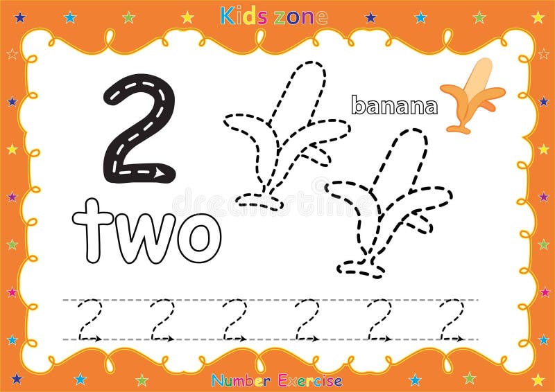 Number Exercise with Cartoon Coloring Book Kids. Stock Illustration ...