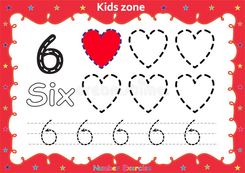 Number Exercise with Cartoon Coloring Book Kids. Stock Illustration ...