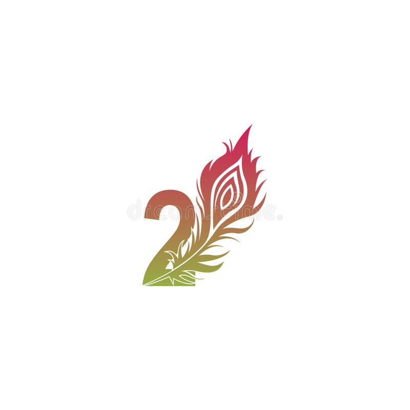 Number 2 with Feather Logo Icon Design Vector Stock Vector ...