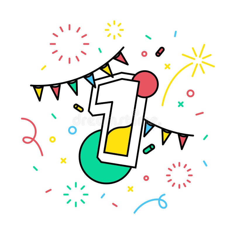 Number 1 with Festive Theme Banner Stock Vector - Illustration of ...
