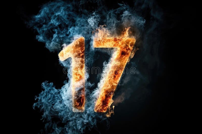 Number 17 Fiery Smoke Concept on Black Background Stock Photo - Image ...