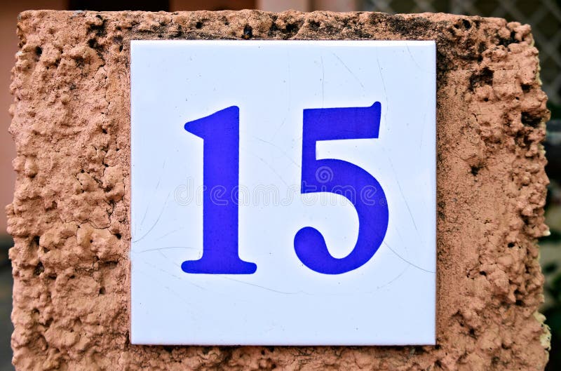 Number 15, Fifteen, Blue Digits on a White Tile. Stock Photo - Image of ...