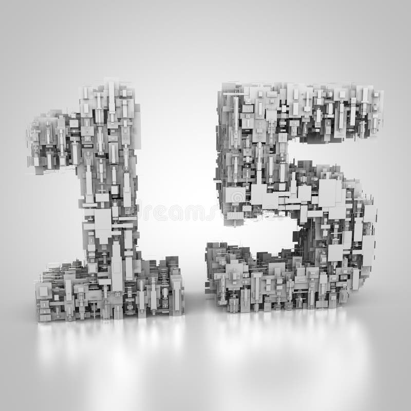 Number Fifteen Made Out of Technical Texture Stock Illustration ...