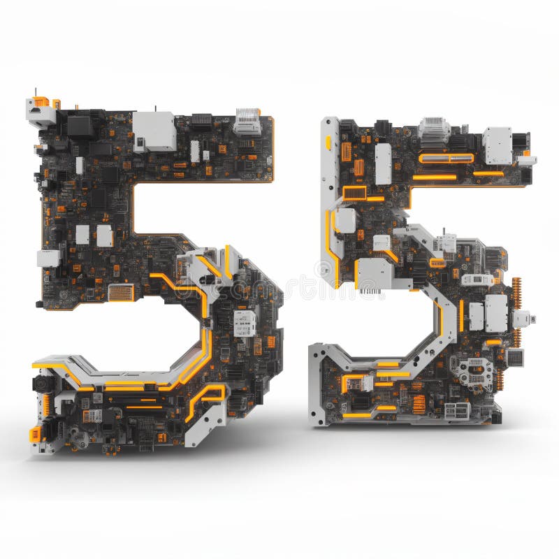 Number Fifty-five Made Out of Technical Components Stock Illustration ...