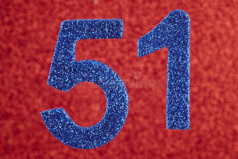 Number Fifty-one Blue Over a Red Background. Anniversary Stock Image ...