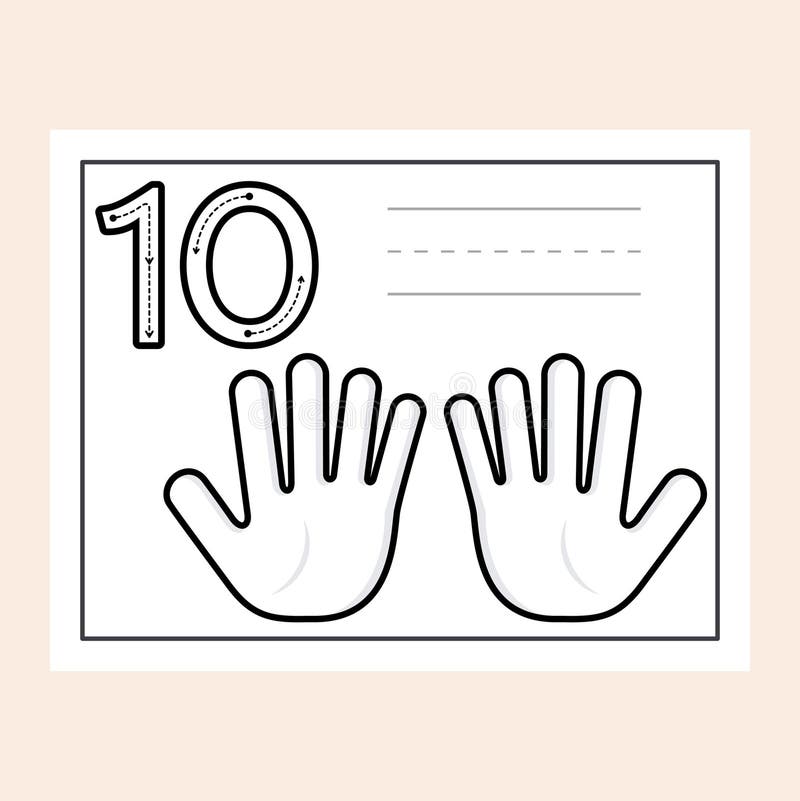 Number 10 - Finger Counting Activity Stock Illustration - Illustration ...